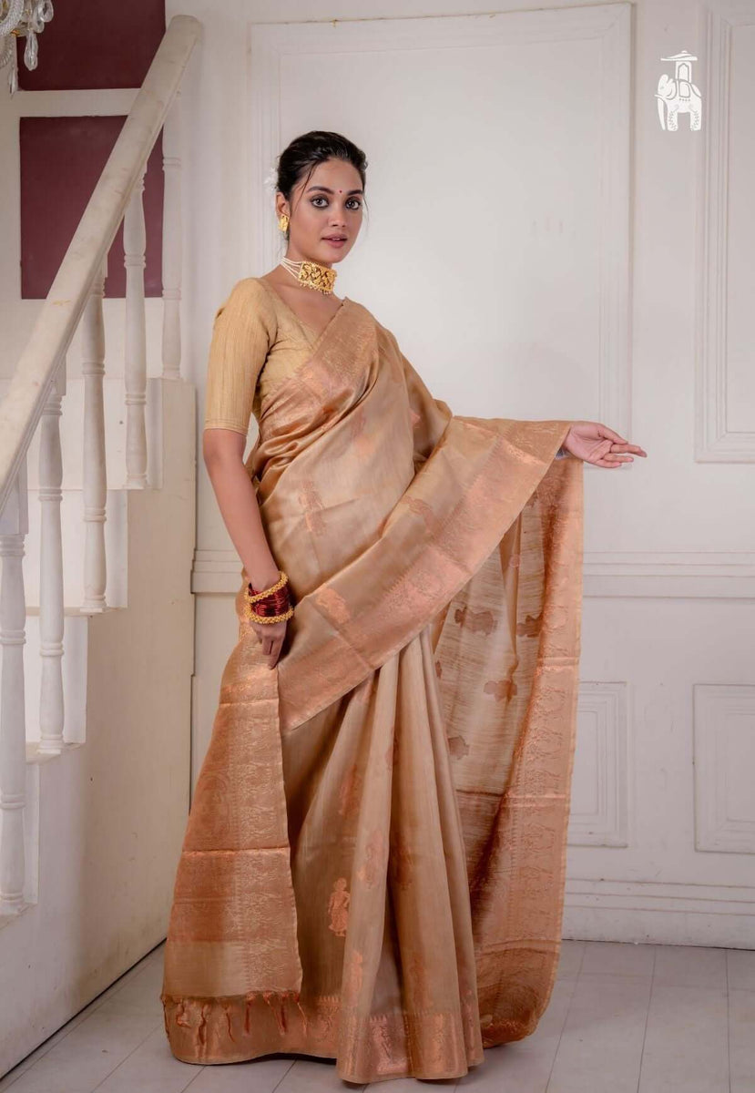 Buy Beige Tussar Silk Baluchari Saree at 10% OFF